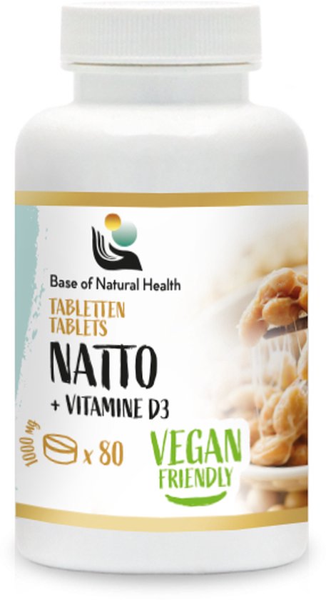 Base Of Natural Health - Natto + Vitamine D3 Tabletten 1000 mg - 80 ...