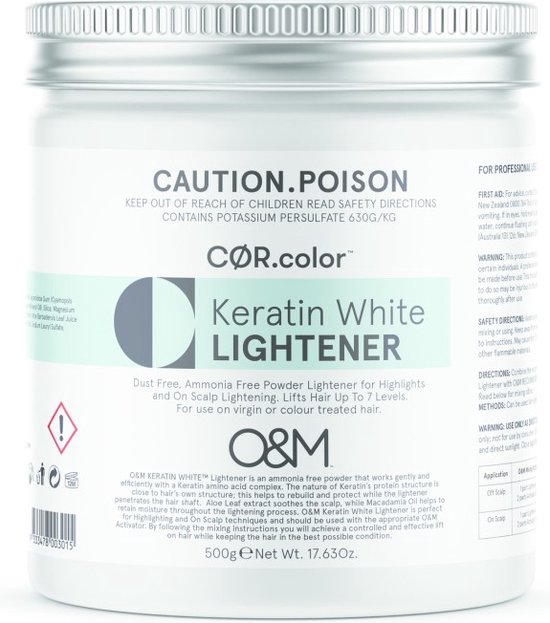 O&M Cor.color Keratin White Lightener 500g | bol