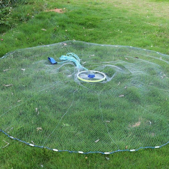 Visnet Zoutwater Werpnet - Nylon Handgegoten Visnet met Handlijn 24/36 ...