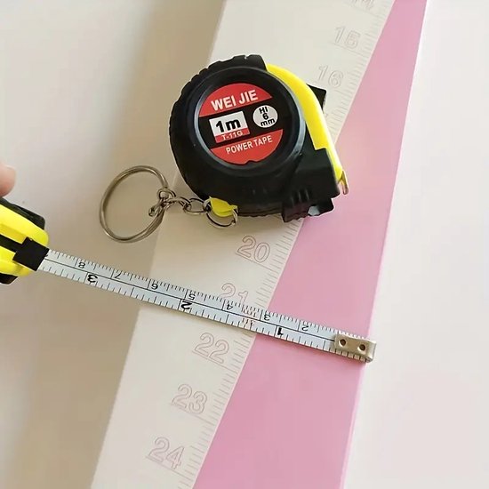 Sleutelhanger - Meetlint - 1 Meter - Handig - Geel - Zwart | bol