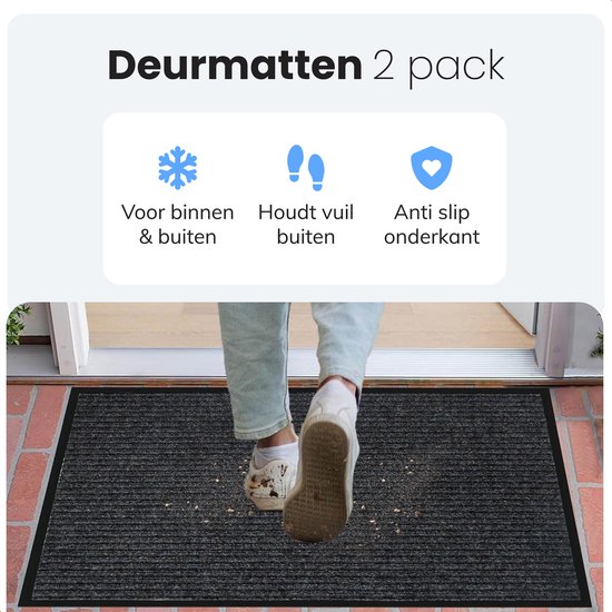 Deurmat - Droogloopmat - Schoonloopmat - 2 stuks - Voor binnen en ...