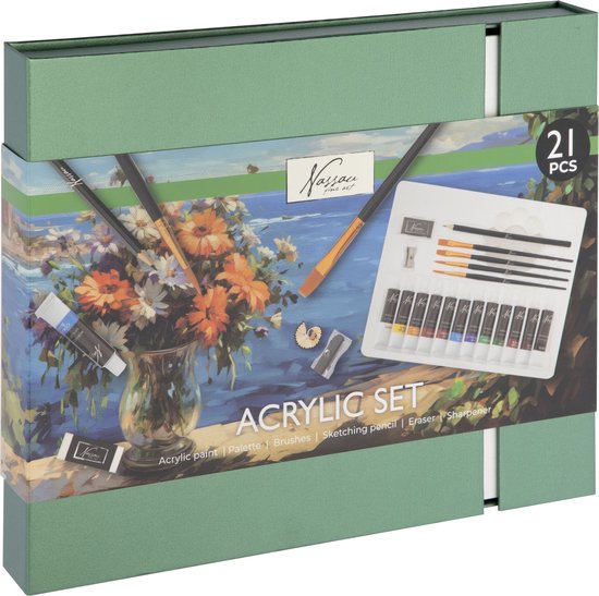 Schilderen Starterset Acrylverf 21pcs - Hobbyverf met Penselen ...