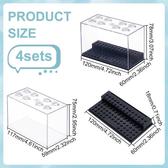 4pcs Minifigures Display Case 60X120X78mm Stackable Model Display Case ...