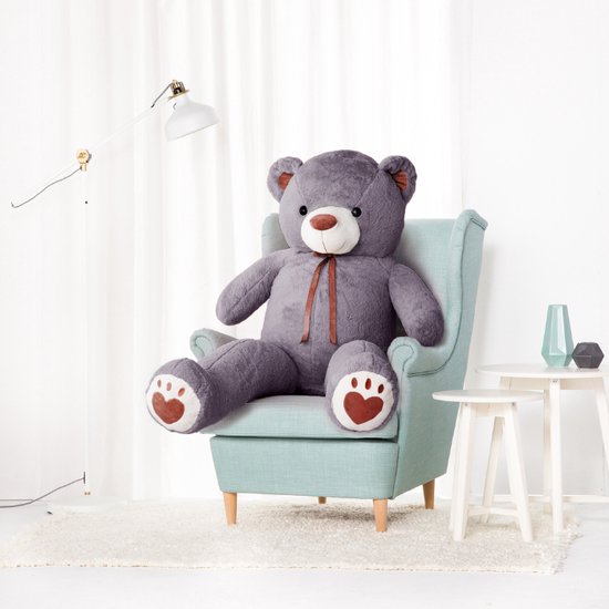 XXL Knuffelbeer - Grote Teddybeer 160 cm - Mega Knuffel Beer Grijs | bol