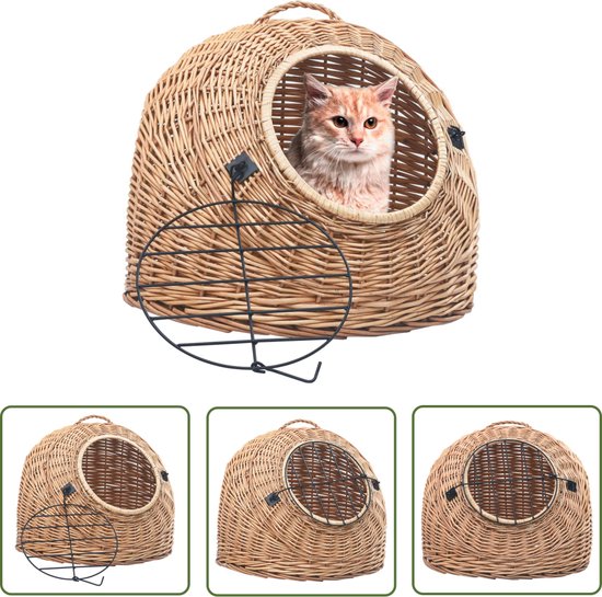 The Living Store Kattenmand - Natuurlijk wilgen - 45x35x35 cm - Voor ...