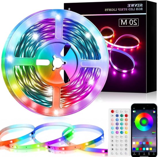 LED-strip 10m RGB-smart ledverlichting met afstandsbediening en app ...