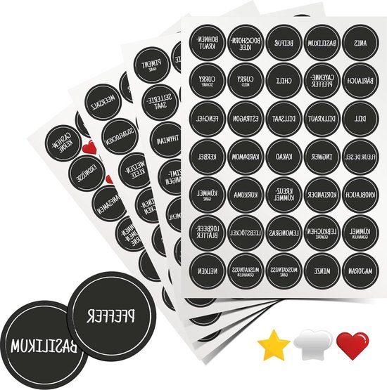 Waterproof Round Spice Labels - Self-Adhesive Reusable Household ...