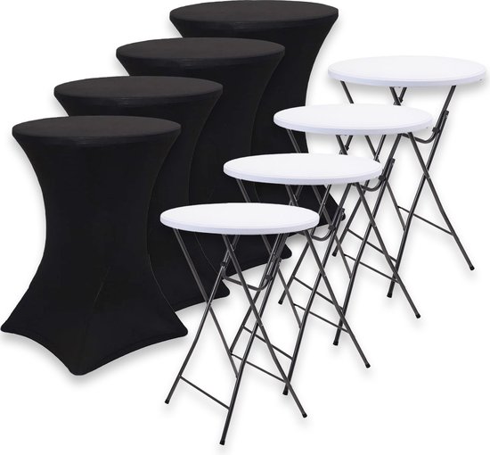 Brixy 4x Stevige Statafel + 4x Zwarte Statafelrok - Partytafel - Robuust en... | bol