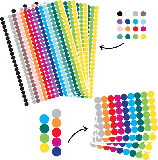 Stippen Stickers in 2 Maten - Nederlandse Topkwaliteit - 1688 Gekleurde ...