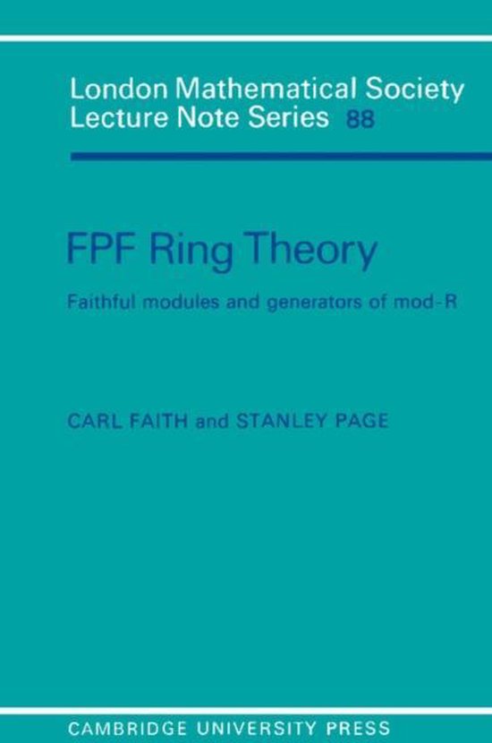 London Mathematical Society Lecture Note SeriesSeries Number 88- FPF Ring Theory |... | bol
