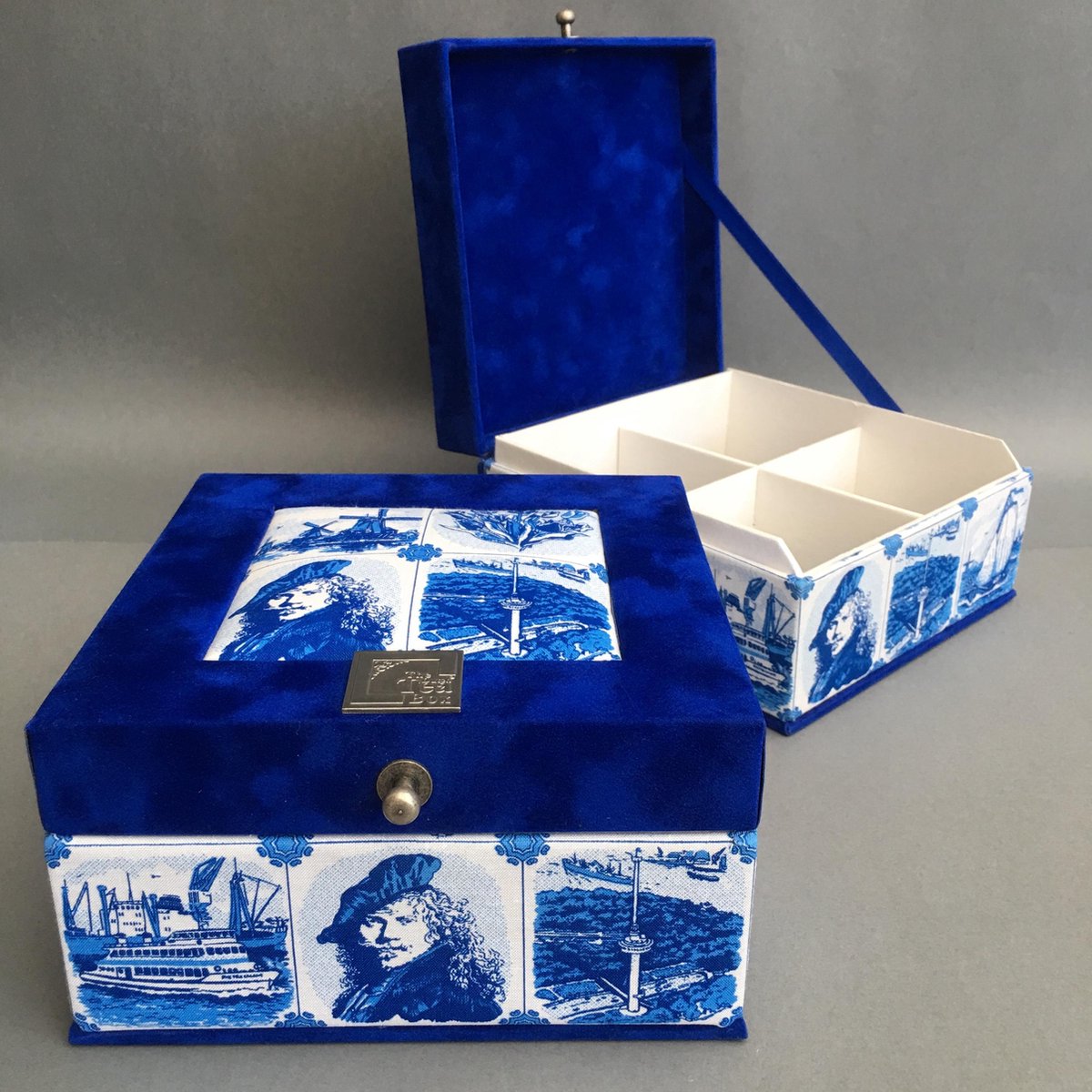 The Dutch Tea Box Rembrandt Theedoos - 4 vaks - Blauw | bol.com