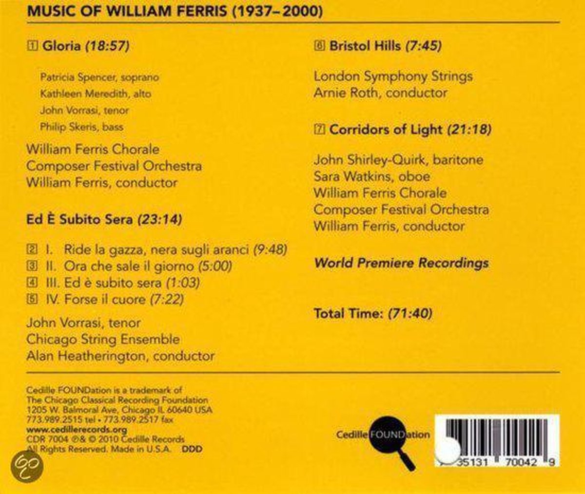 Various Artists - Music Of William Ferris (CD), W. Ferris | Muziek ...