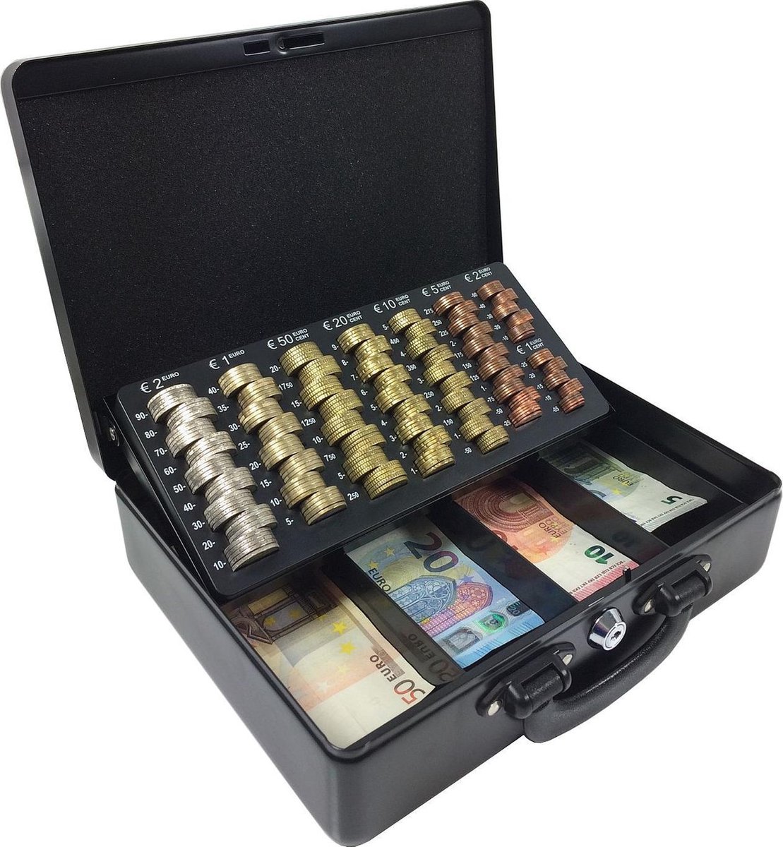 ACROPAQ Geldkistje - Premium, Geldkist groot met sleutel, 30 x 25 x 9 ...