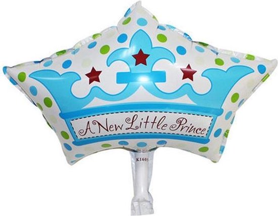 Grote XL blauwe kroon ballon new little prince voor geboorte jongen 57 ...