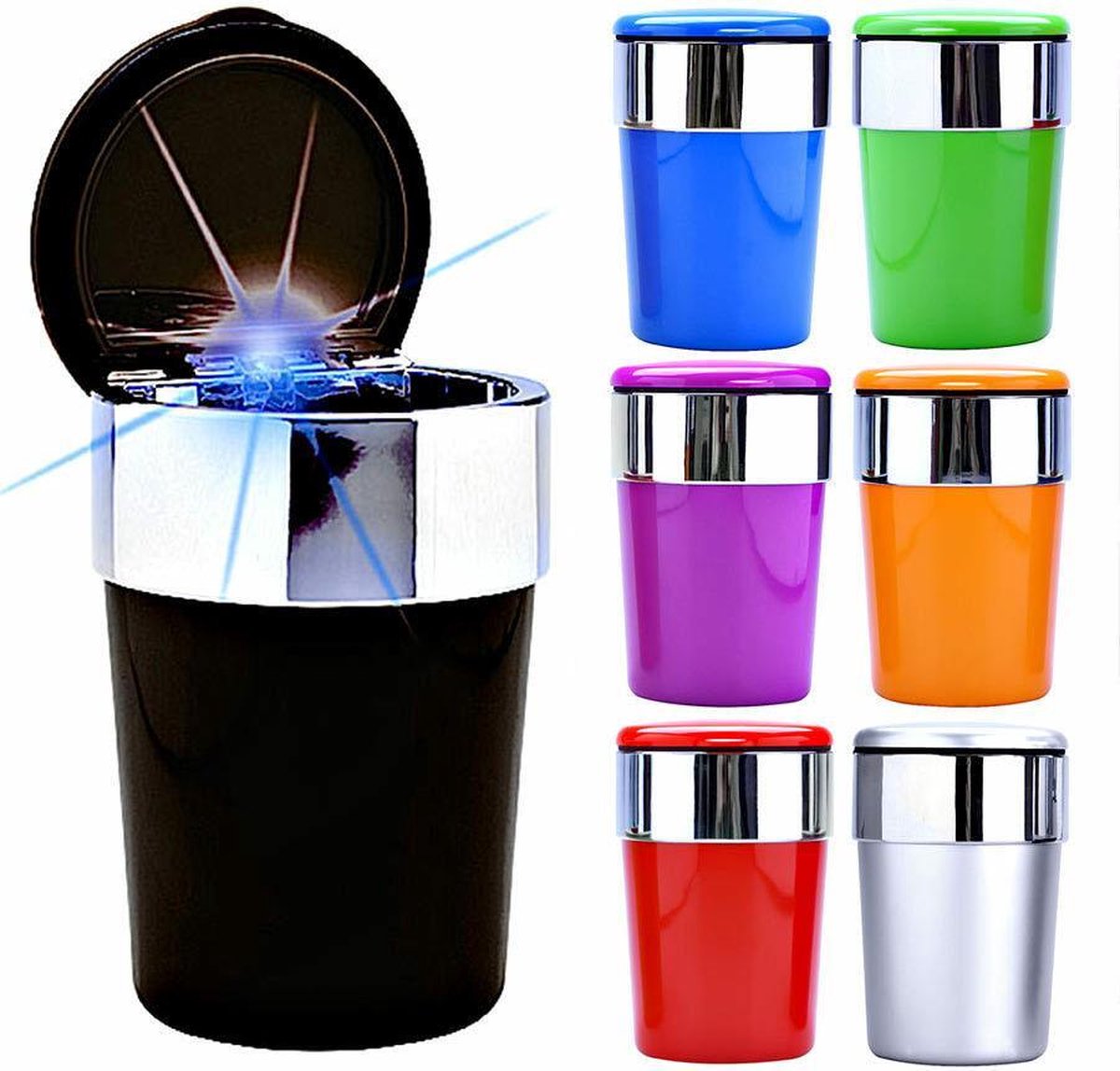 Universele asbak voor in de auto - Asbak met LED - Auto asbak ...