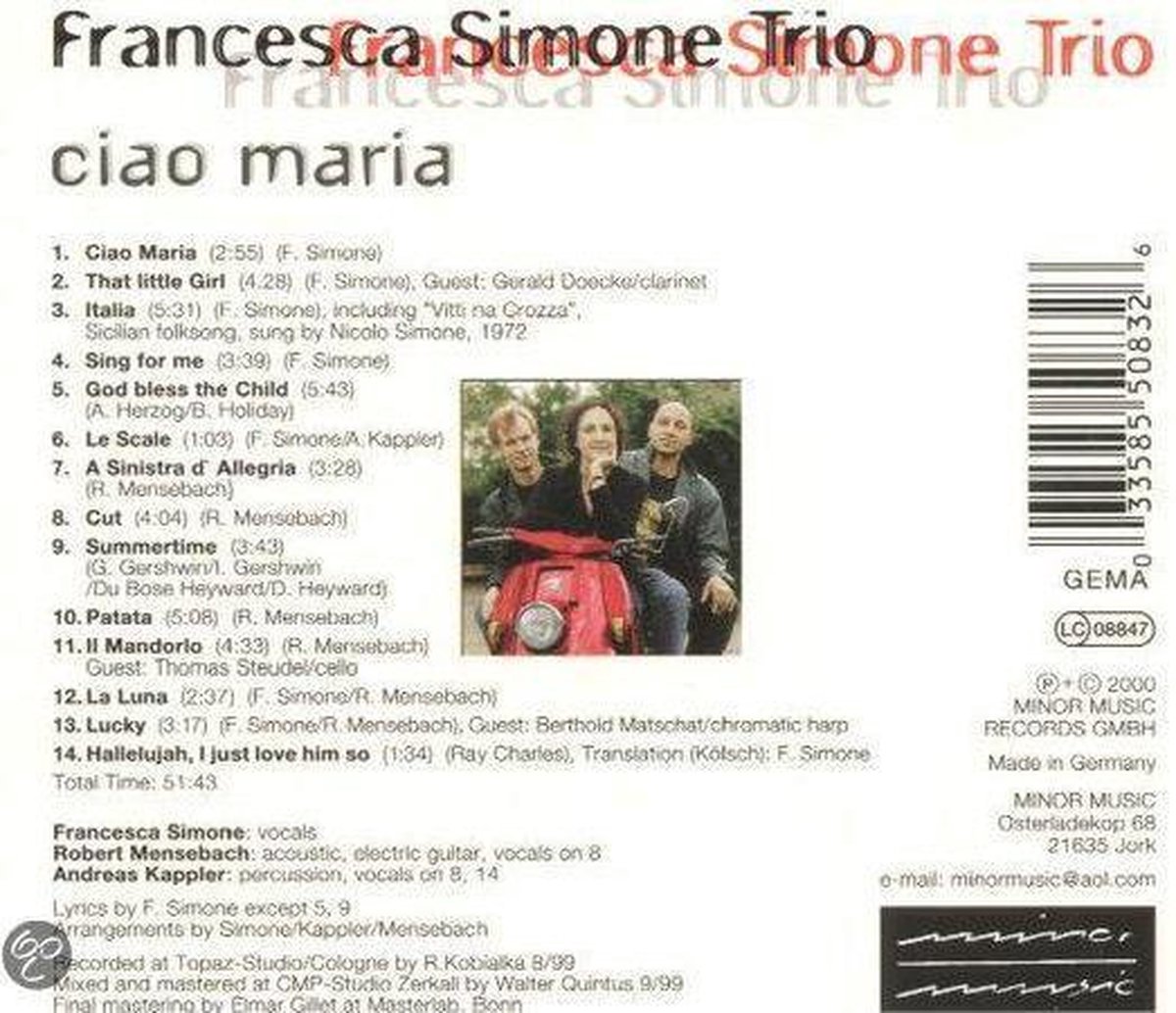 Francesca Simone Trio - Cia Maria (CD), Francesca Simone Trio | CD ...