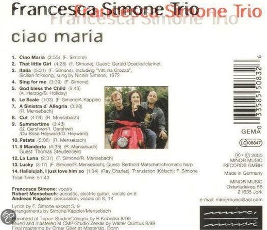 Francesca Simone Trio - Cia Maria (CD), Francesca Simone Trio | CD ...