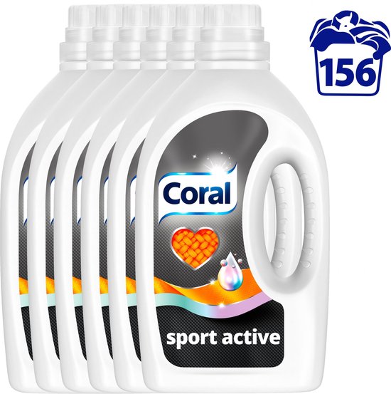 Coral Sport Active - 156 wasbeurten - 6 x 1,25 l - Wasmiddel ...