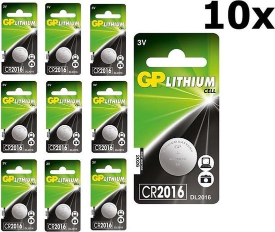 10 Stuks - GP CR2016 Professional Electronics 3V 90mAh Lithium knoopcel | bol.com