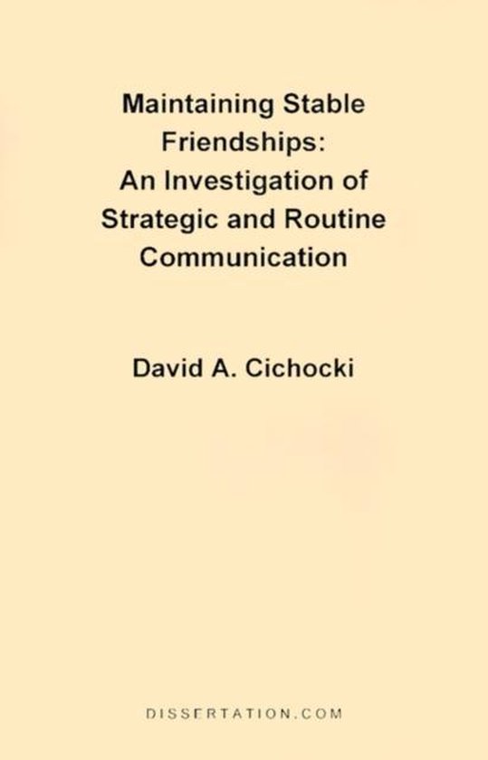 Maintaining Stable Friendships | 9781581120127 | David A Cichocki | Boeken | bol