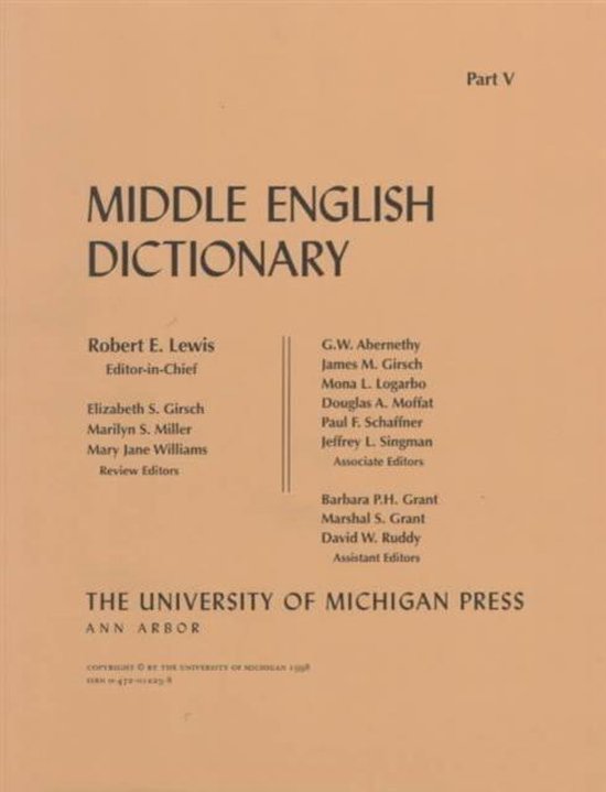 Middle English Dictionary | 9780472012251 | Hans Kurath | Boeken | bol.com