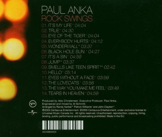 Paul Anka - Rock Swings, Paul Anka | CD (album) | Muziek | bol