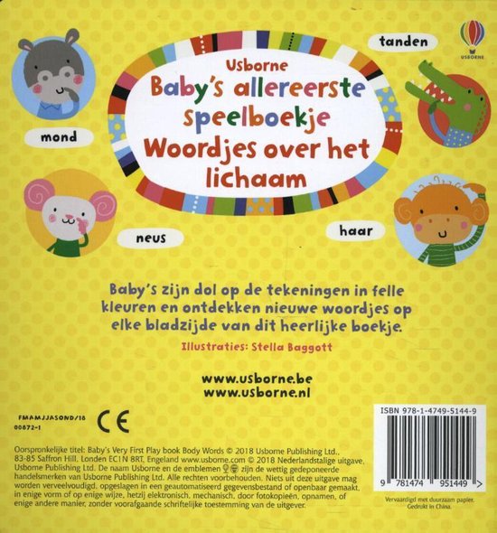 Baby's allereerste speel- en voelboekje 1 - Woordjes over het lichaam | 9781474951449... | bol