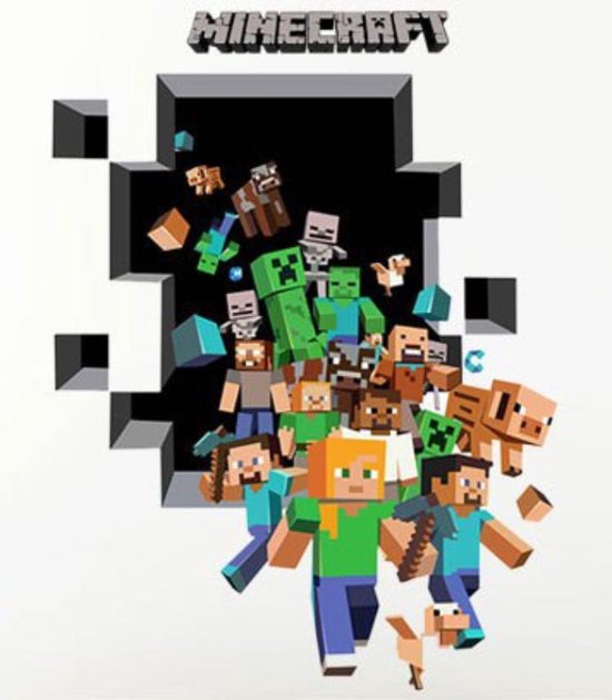 Minecraft - Muursticker - Figuren - 50x70cm - Cadeau | bol