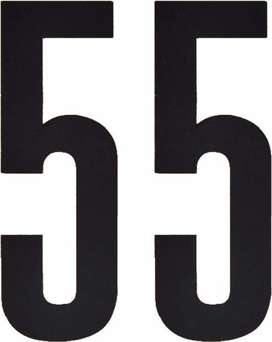 Cijfer sticker 55 zwart 10 cm | bol.com