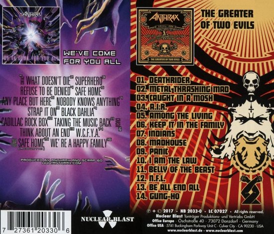 Weve Come For You All / The Greater Of Two Evils, Anthrax | CD (album ...
