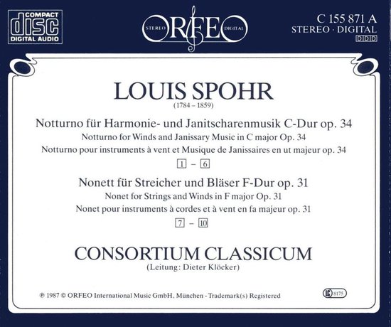 Consortium Classicum - Notturno Op. 34/Nonett Op. 31 (CD), Dieter ...