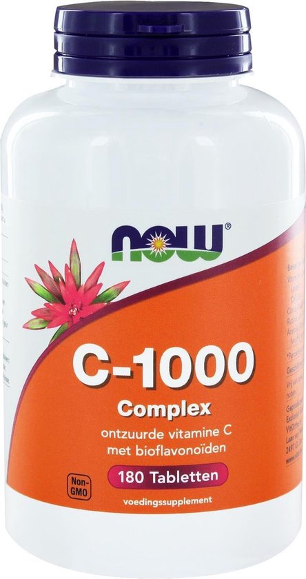 Now Foods - Vitamine C-1000 Complex (Buffered) - Met 250 mg Bioflavonoïden - 180 Tabletten | bol