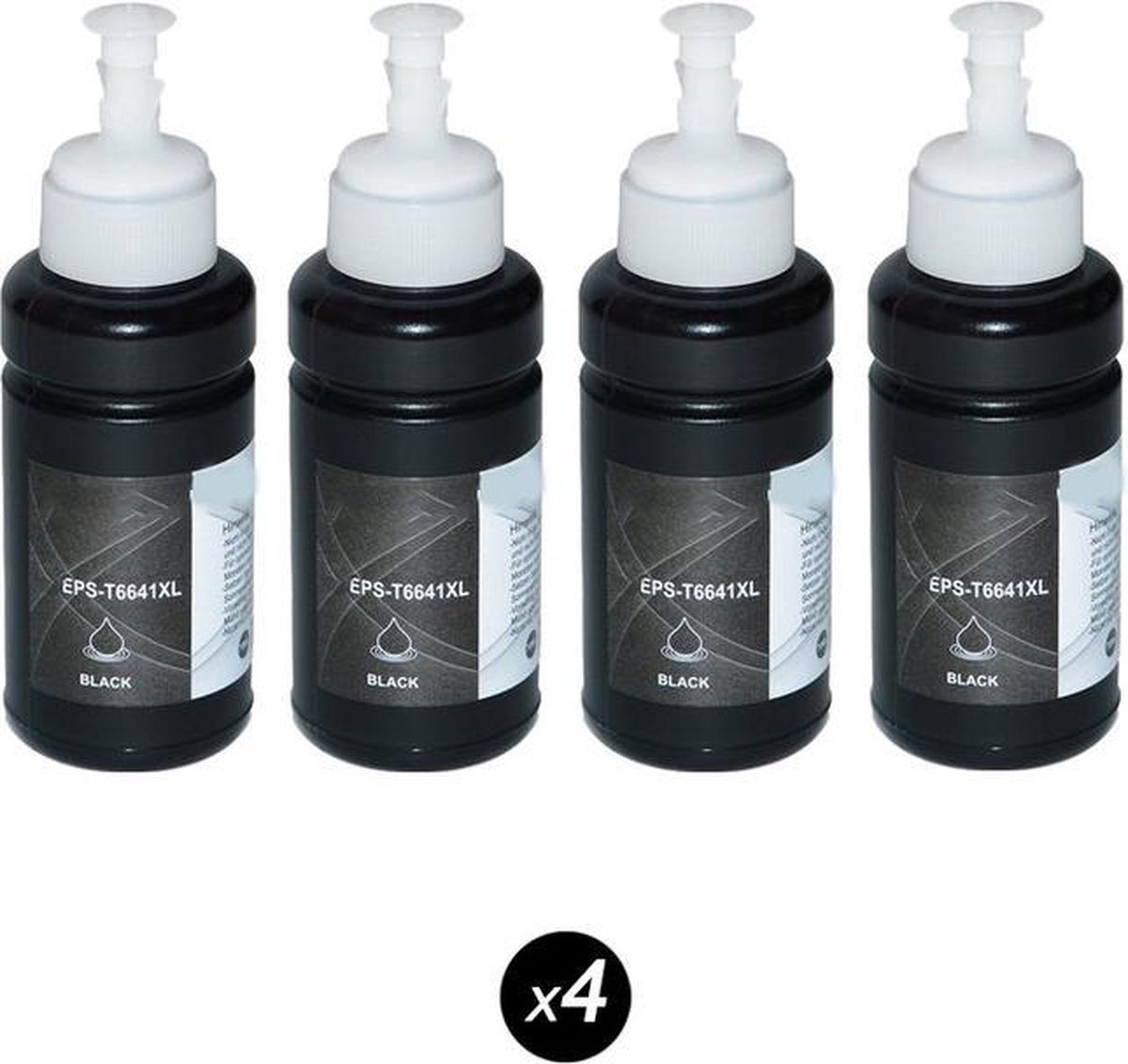 4 Epson Compatible T6641 inktcartridge EcoTank, Zwart, 70ml | bol.com