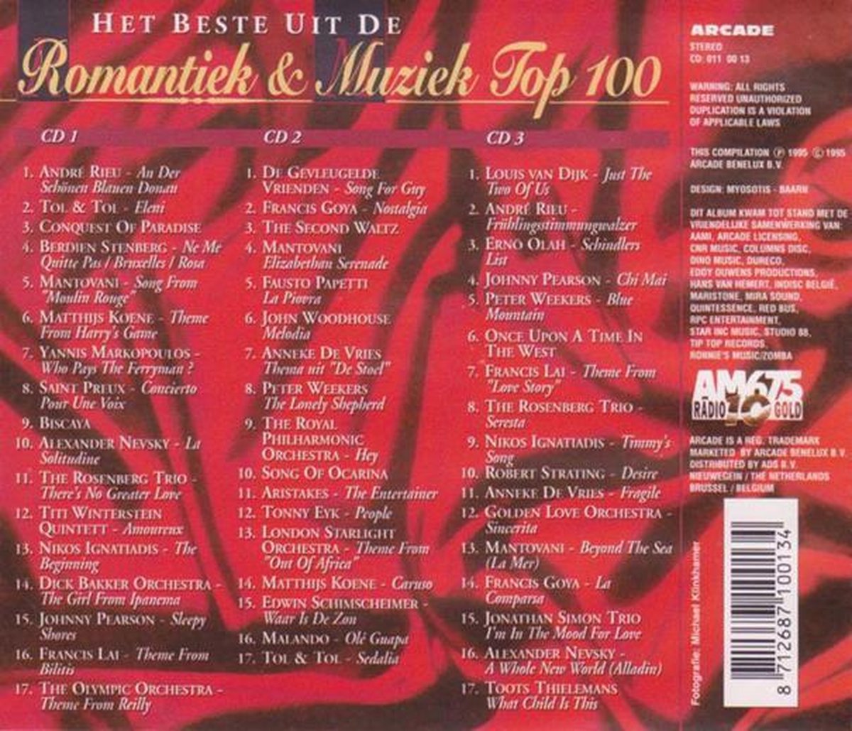 Het Beste Uit De Romantiek & Muziek Top 100 - 3CD Met o.a. Theme From ...
