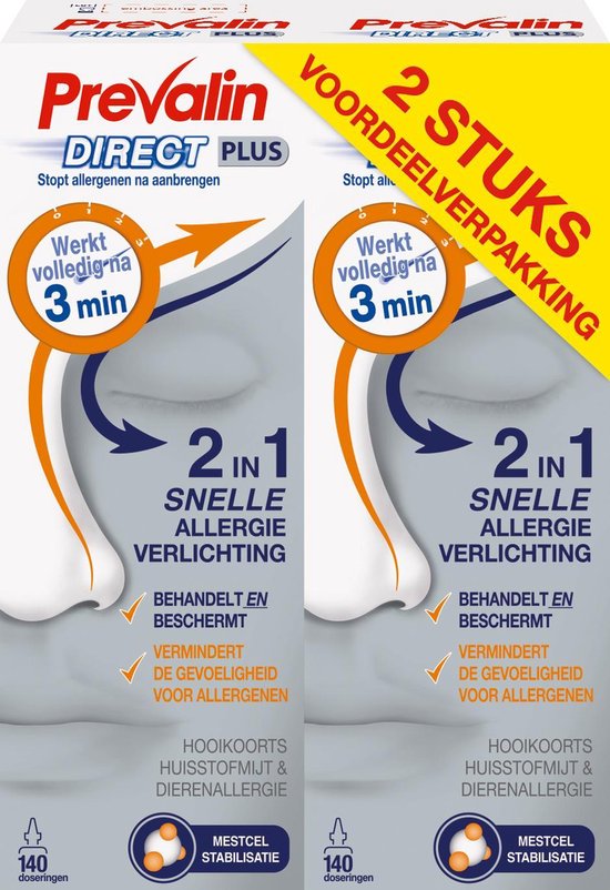 Prevalin Direct Plus Neusspray - DUO - Bij hooikoorts - Hooikoorst ...