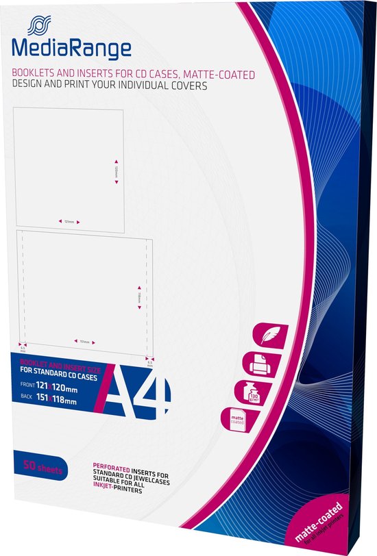 MediaRange CD jewelcase booklet + inlay - Wit 50 stuks | bol