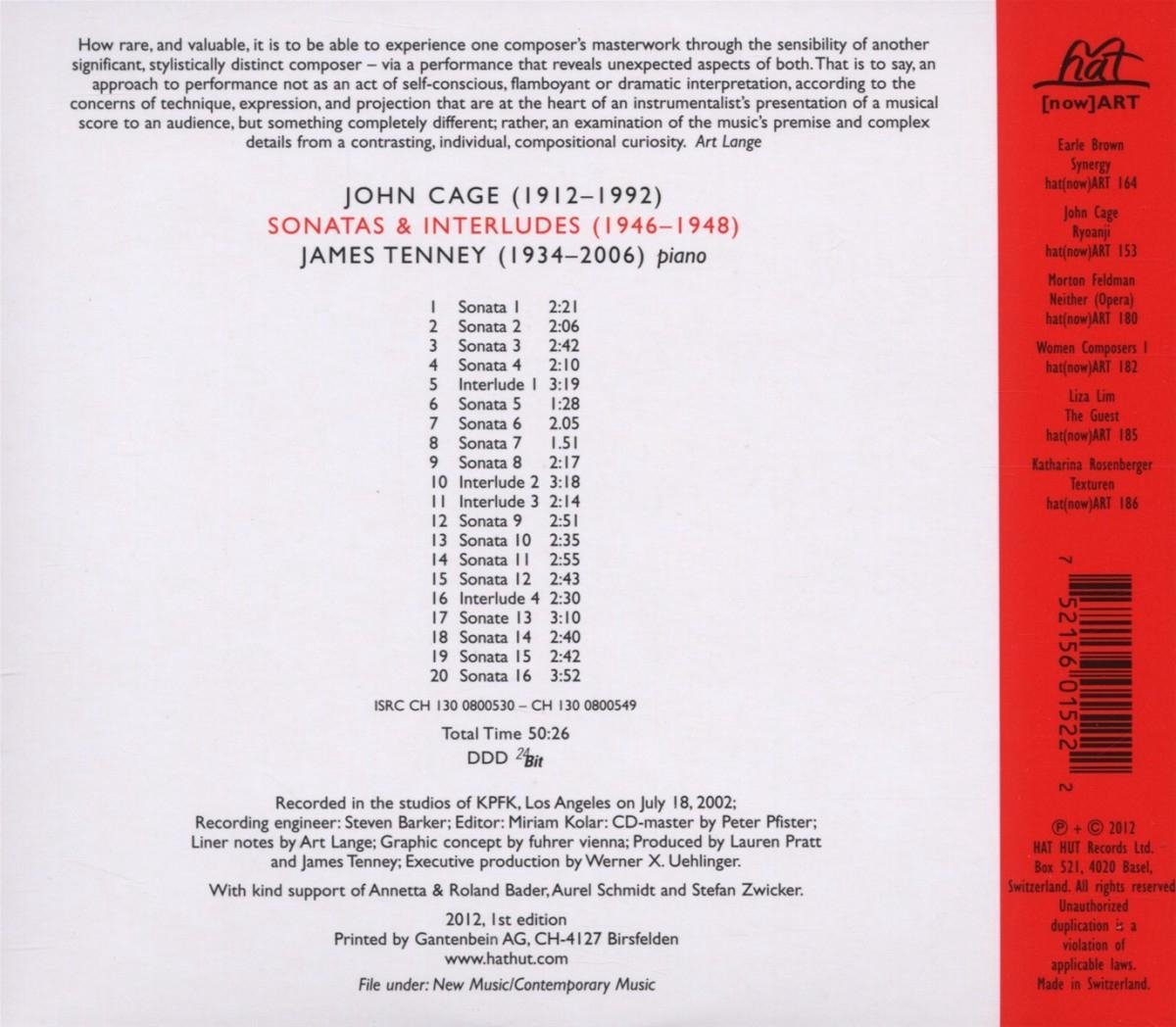 John Cage: Sonatas & Interludes, J Cage | CD (album) | Muziek | bol.com