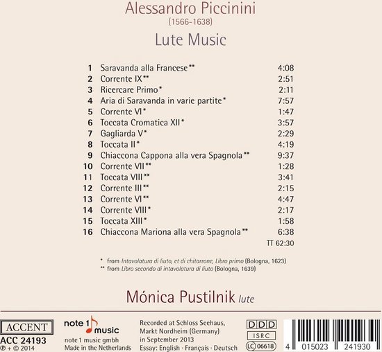 Mónica Pustilnik - Piccinini: Lute Music (CD), Monica Pustilnik ...