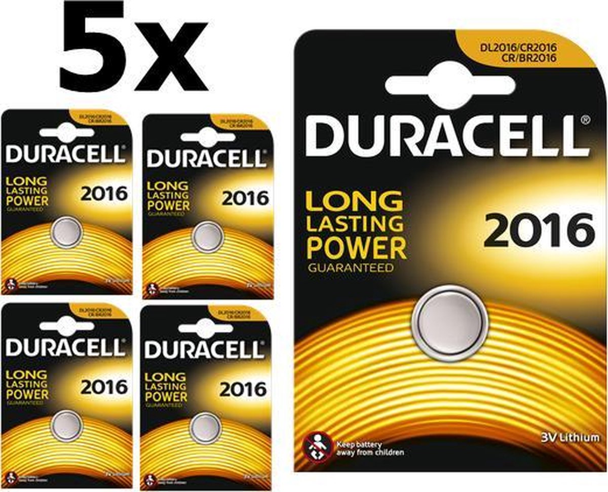 5 Stuks - Duracell CR2016 Professional Electronics 3V 90mAh Lithium knoopcel | bol.com