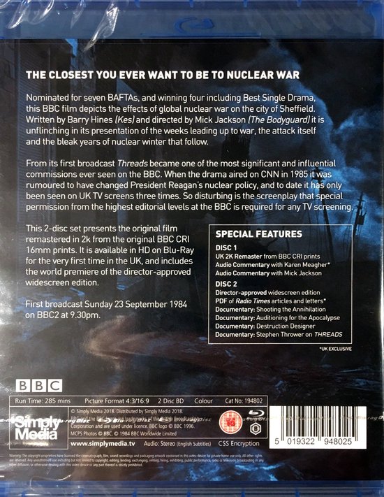 Threads (BBC) Special Edition (Remastered 2018) [Blu-ray] (Blu-ray ...