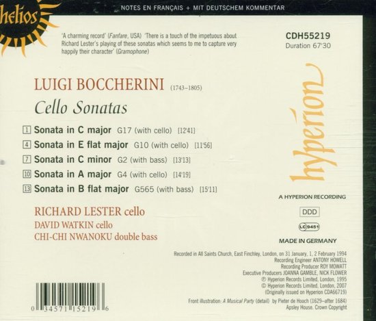 Boccherinicello Sonatas, David Watkin Richard Lester Cello | CD (album ...