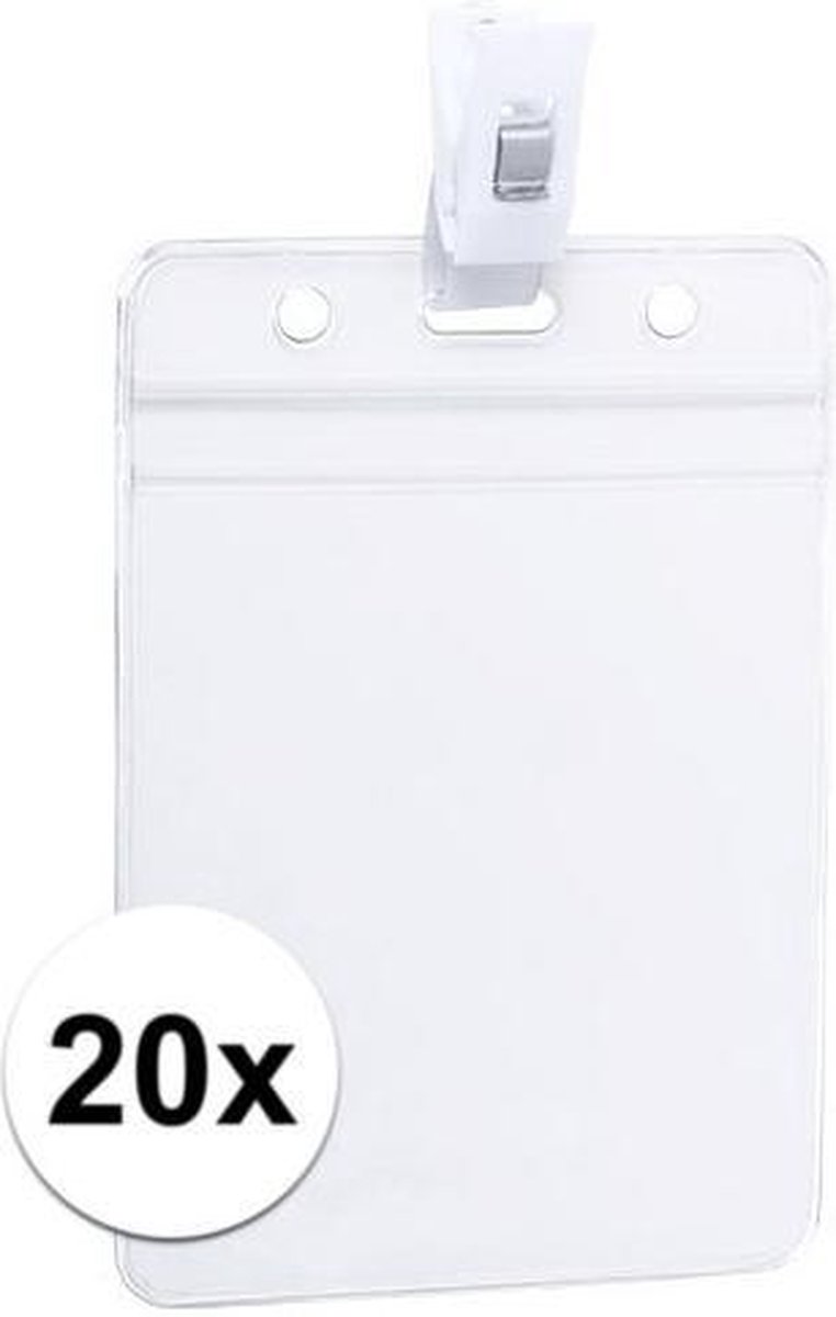 20x ID badgehouder met bevestigings clipje 8,5 x 12,2 cm | bol.com