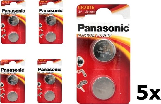 10 Stuks (5 Blisters a 2st) - Panasonic CR2016 Professional Electronics 3V 90mAh... | bol.com