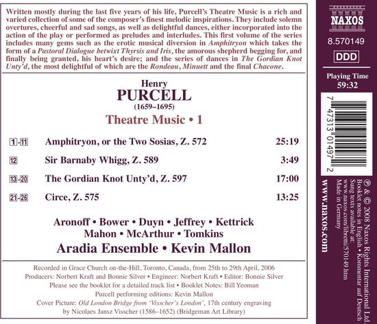 Aradia Ensemble - Theatre Music Volume 1 (CD), Aradia Ensemble | Muziek ...