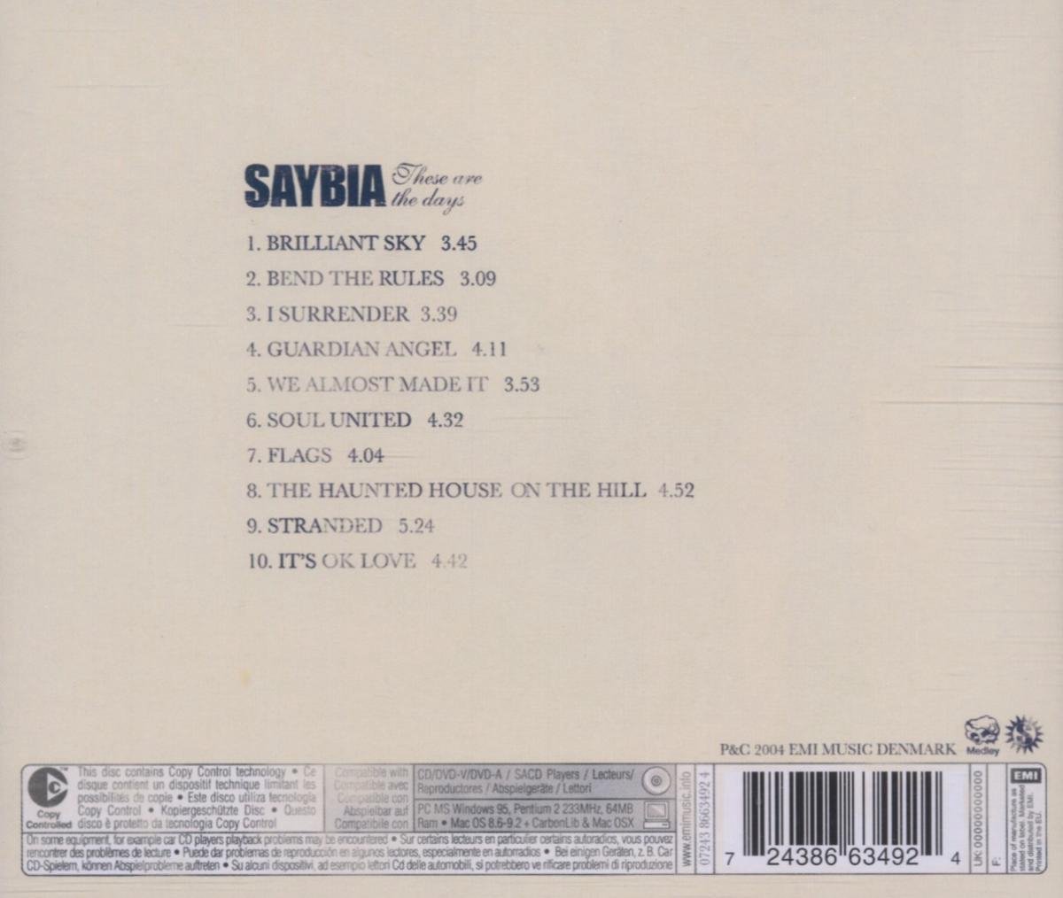 These Are The Days, Saybia | CD (album) | Muziek | bol
