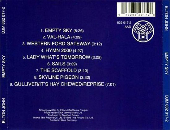 Empty Sky, Elton John | CD (album) | Muziek | bol