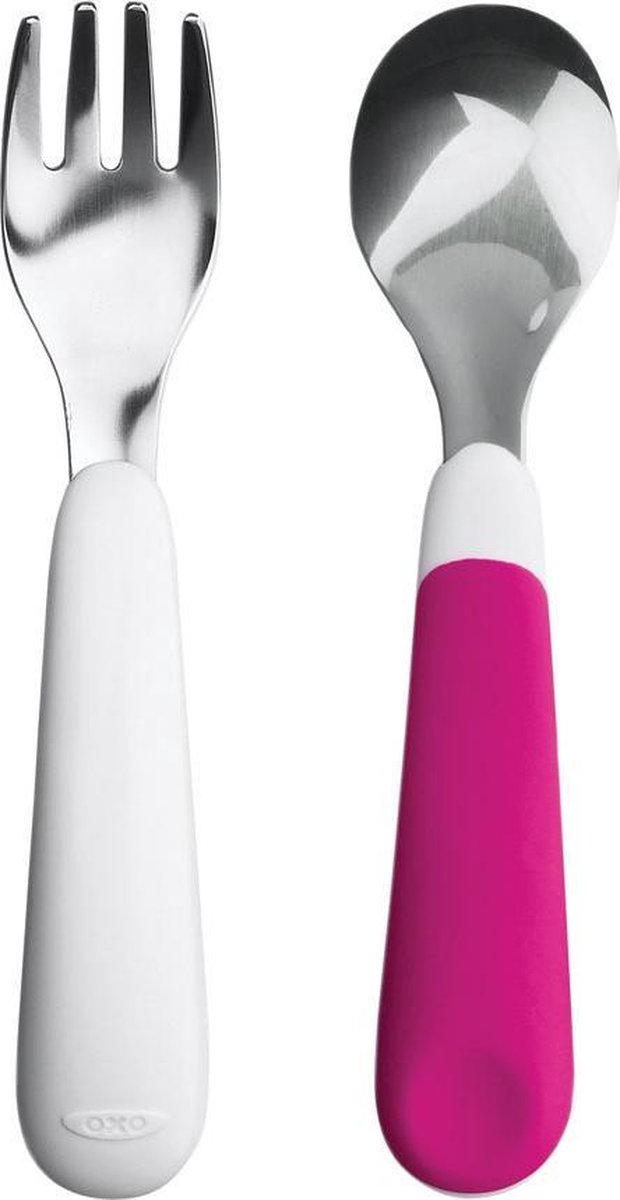 OXO tot Vork & lepel - Bestek baby en kind- Oefenbestek - Pink | bol.com