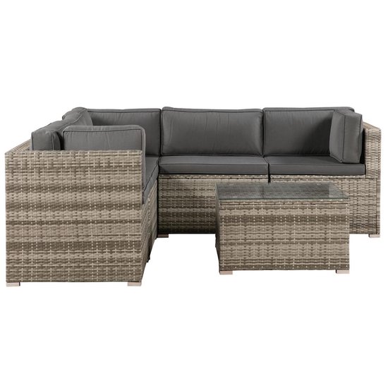 Polyrotan loungeset - Nassau - lounge set hoek-set Beige/Grijs | bol