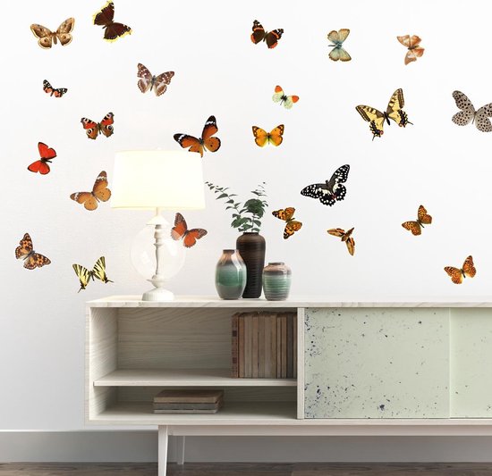 Vlinder stickers | Levensechte muurstickers vlinders | bol
