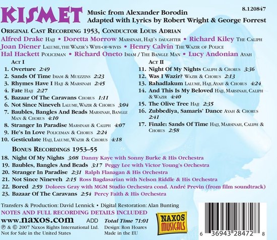 Alfred Drake, Richard Kiley,Doretta Morrow, Joan Diener - Borodin ...